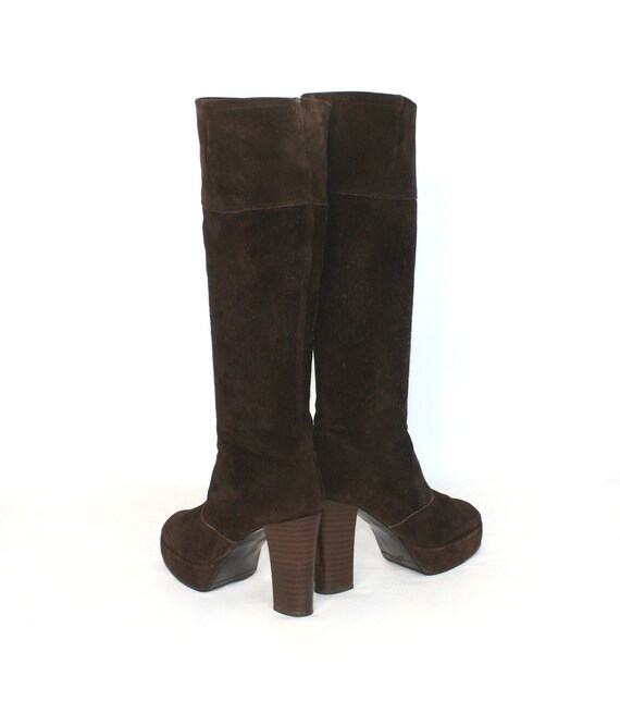 Vintage 1970s Platform GOGO BOOTS Sky High Brown Sued… - Gem Vintage 1970s Platform GOGO BOOTS Sky High Brown Sued… - Gem