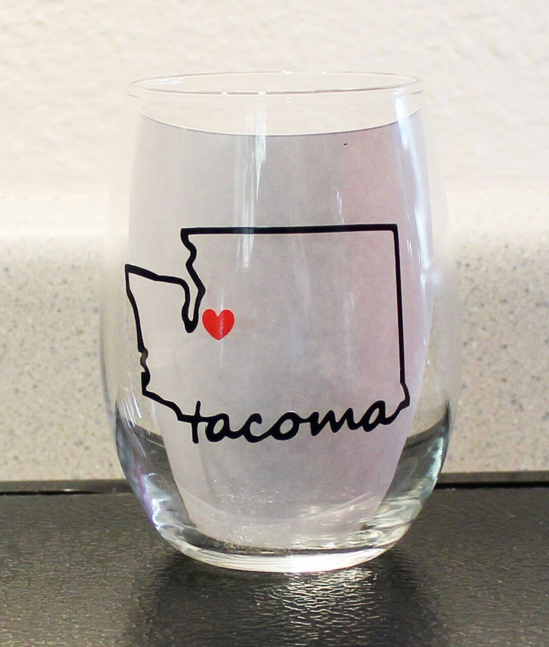 Tacoma Map I Heart Tacoma 15oz Stemless Wine Glass. - Etsy