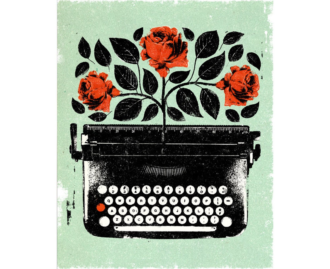 Typewriter Roses Print 8"x10" - Etsy