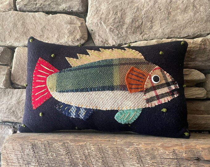 Wool Pillow, Fish Pillow, Cabin Decor, Lodge Decor, Fishing Lodge ...