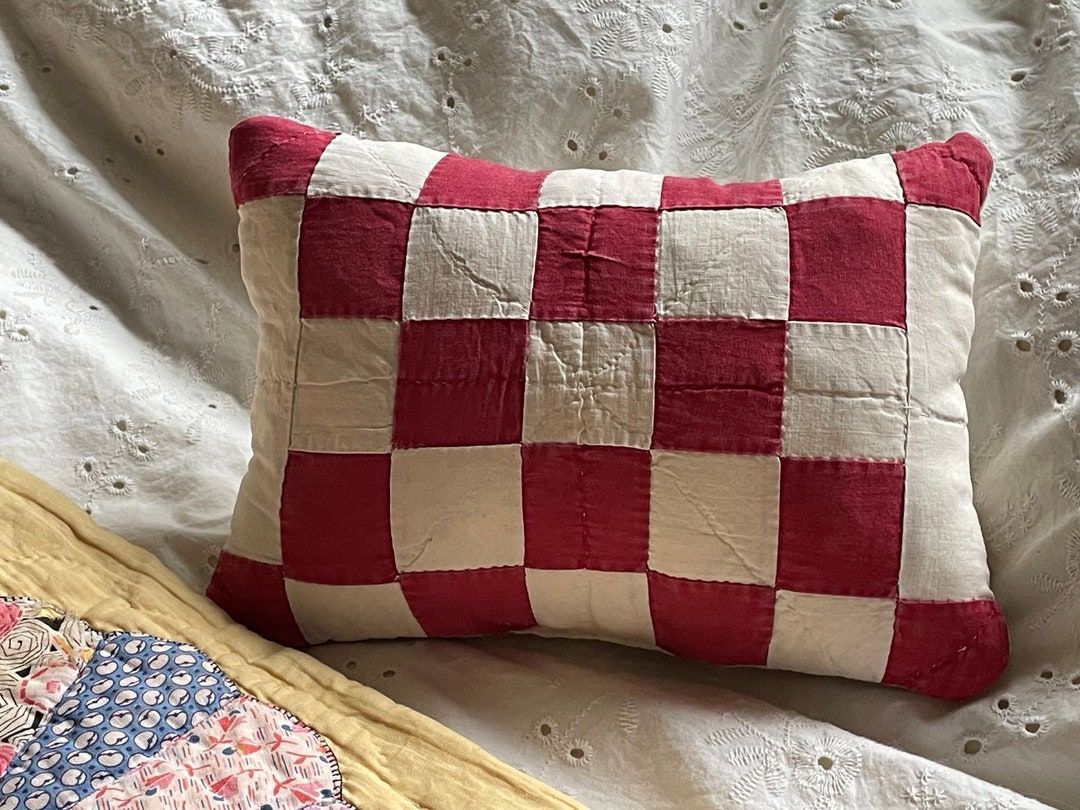 Vintage Patchwork Pillow, Handmade, Patchwork, Quilt Piece, Vintage, Quilt Pillow, Upcycled ...