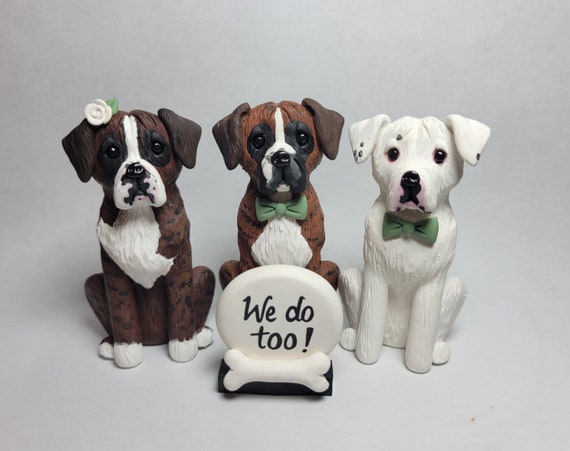 Dog Cake Topper and Sign Three Dog Figures Custom Handmade | Etsy