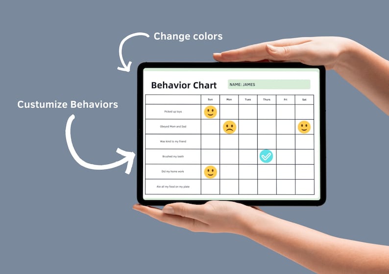 Editable Weekly Behavior Chart: Kids Reward System (PDF & Canva) - Etsy