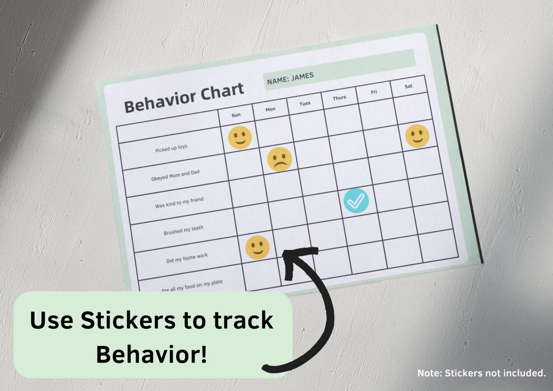 Printable Weekly Editable Behavior Chart for Kids: Back to School ...