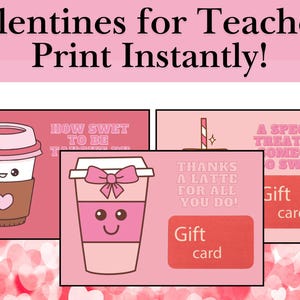 Teacher Valentine Card Printable Digital Download Gift Card Holder ...