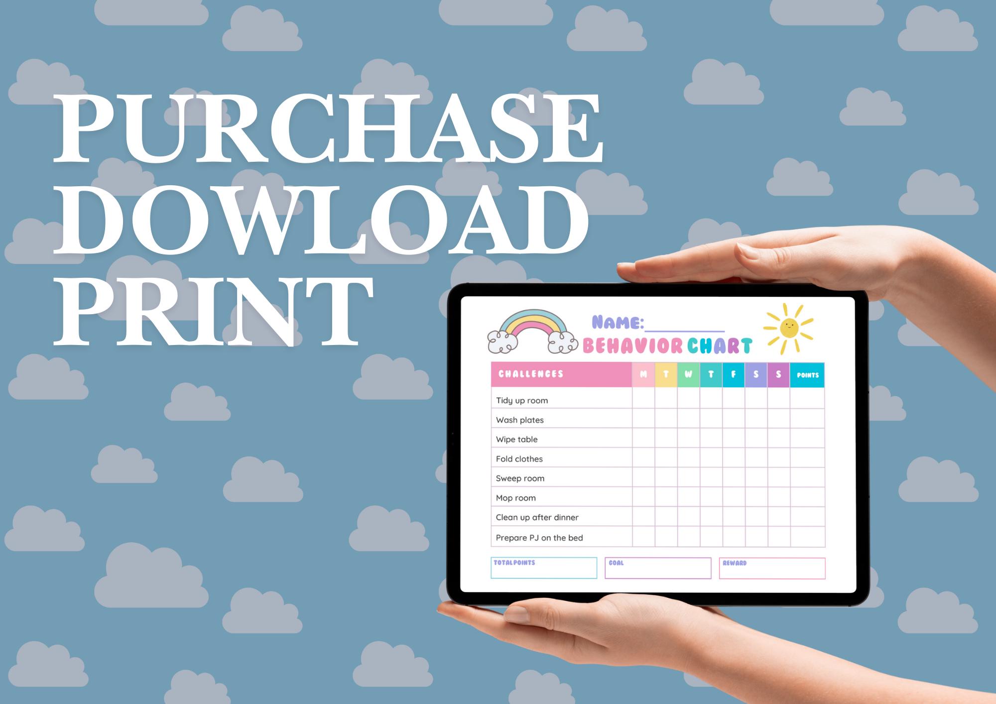 Editable Rainbow Behavior Chart for Kids - Etsy