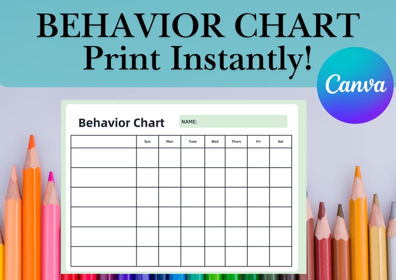 Editable Weekly Behavior Chart: Kids Reward System (PDF & Canva) - Etsy