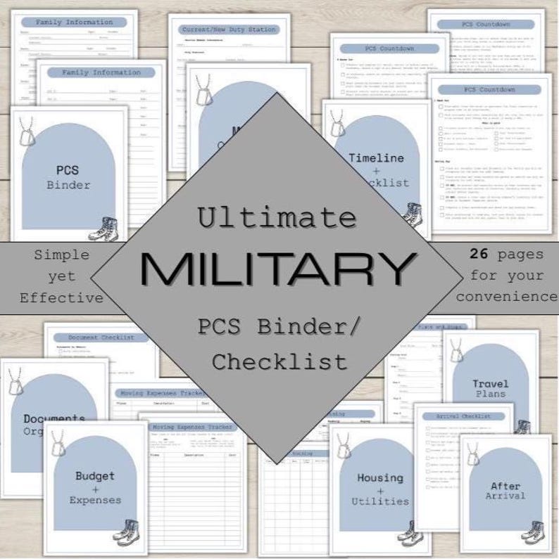 Military PCS Binder Printable | Moving Planner for Military Families ...