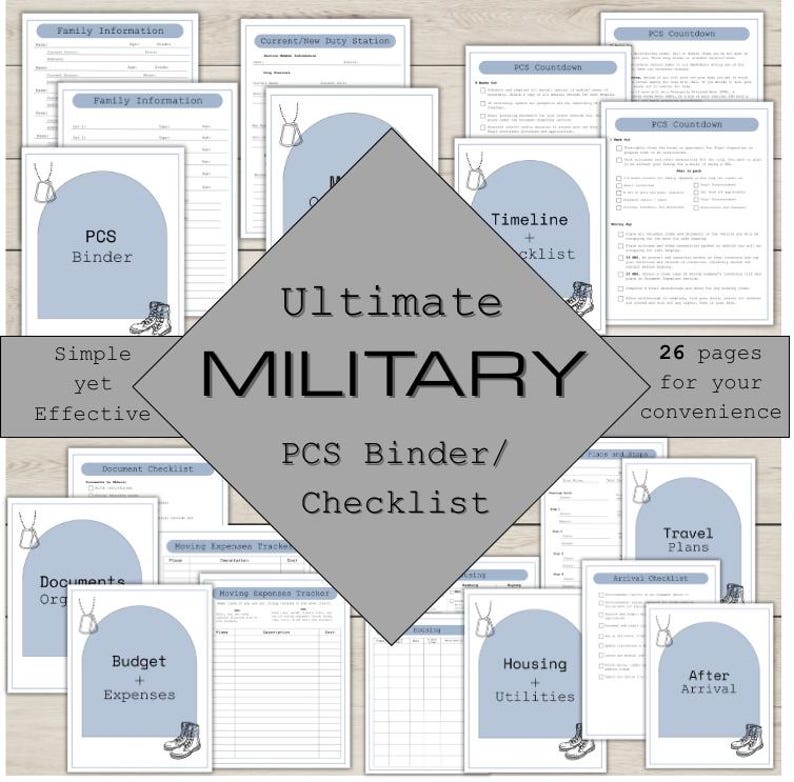 Simple Military PCS Binder / Planner / Checklist for Moving | All in ...
