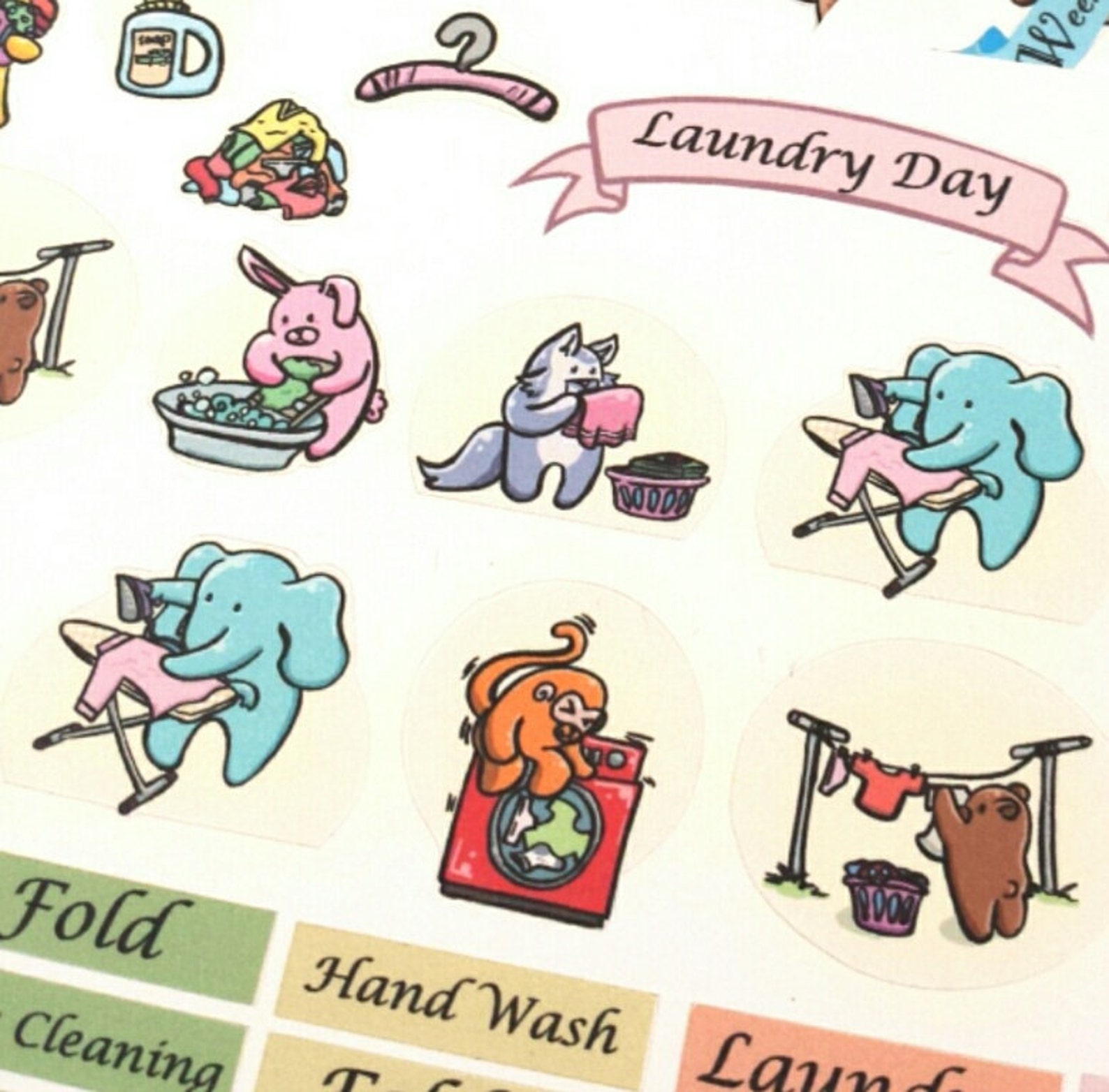 Kawakuma & Friends Laundry Day Planner Sticker bullet Journal BUJO ...