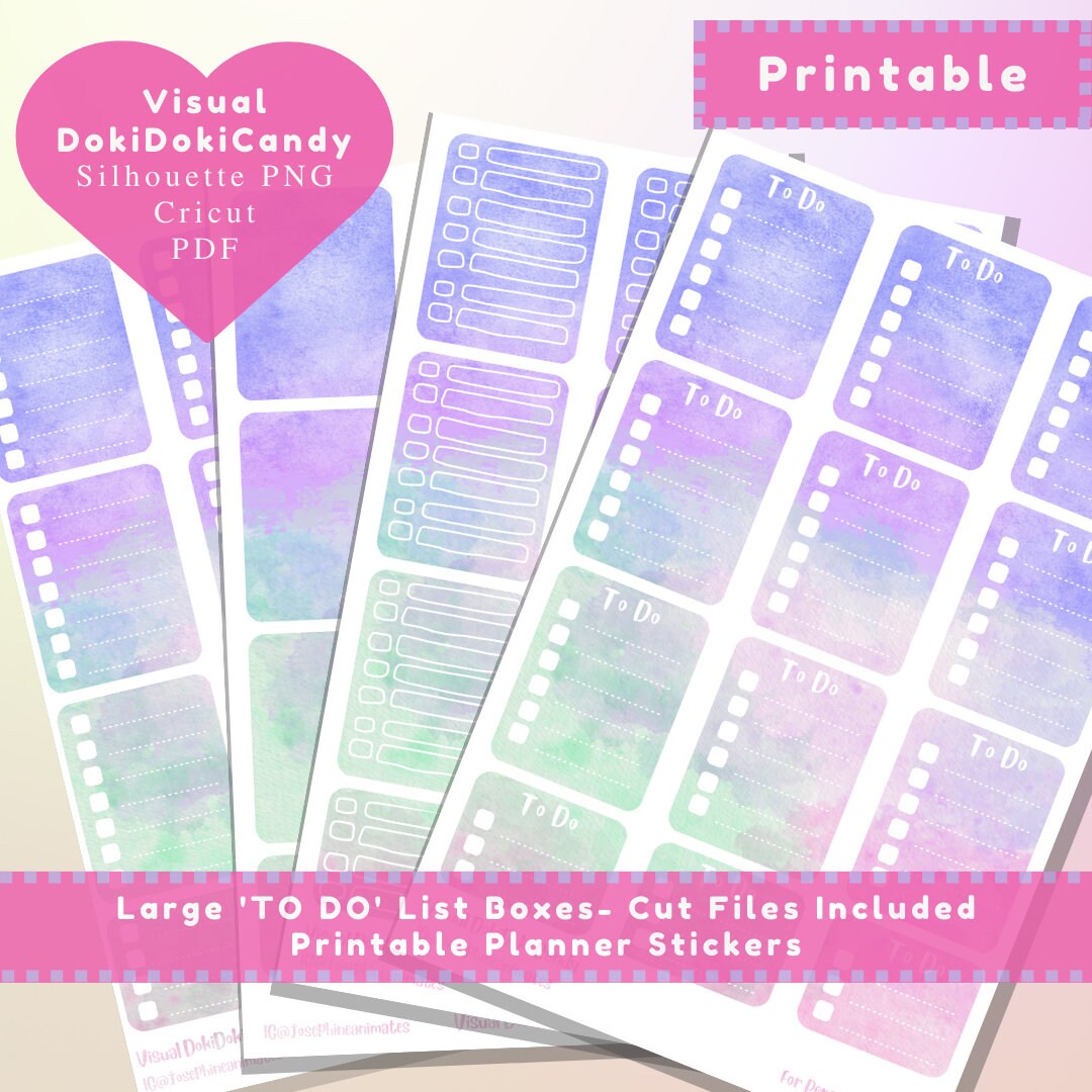 Pastel Green Purple 'to Do' Boxes Printable Planner Stickers, Cricut ...