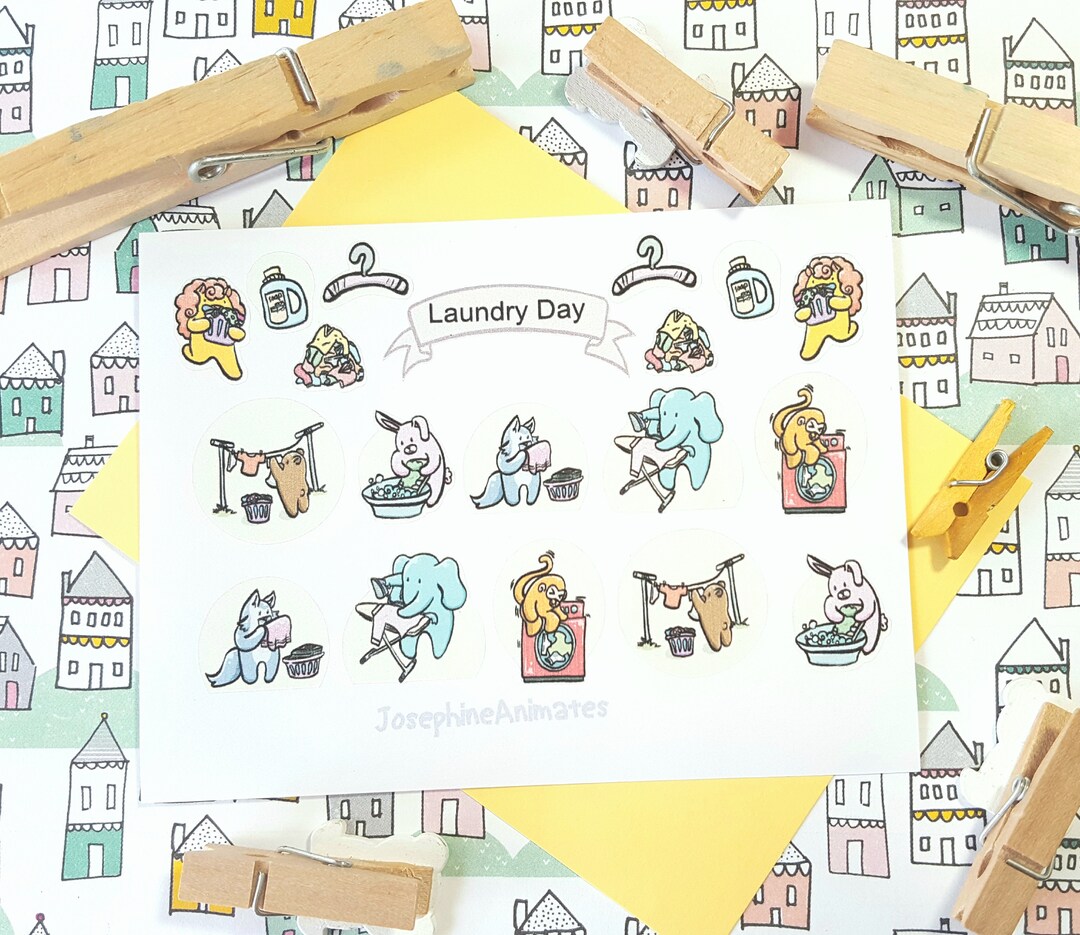 Kawakuma & Friends Laundry Day Planner Sticker bullet Journal BUJO ...