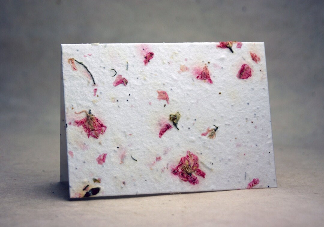 Handmade Seed Paper With Pink Petals and Wildflower Seeds - 4 Cards ...