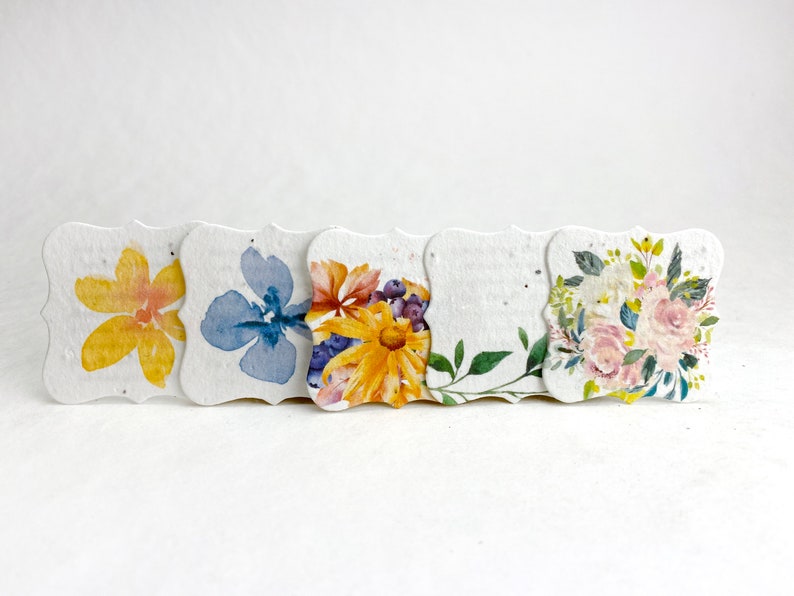 Floral Watercolor | Wildflower Seed Paper Tags | 1.75" X 1.75 ...