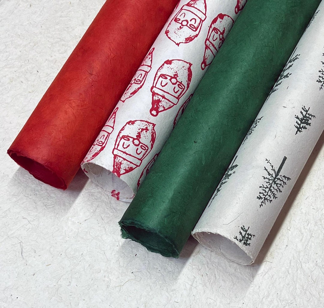 Mixed Holiday Colors Set of Four Handmade Wrapping Paper Gift Wrap ...