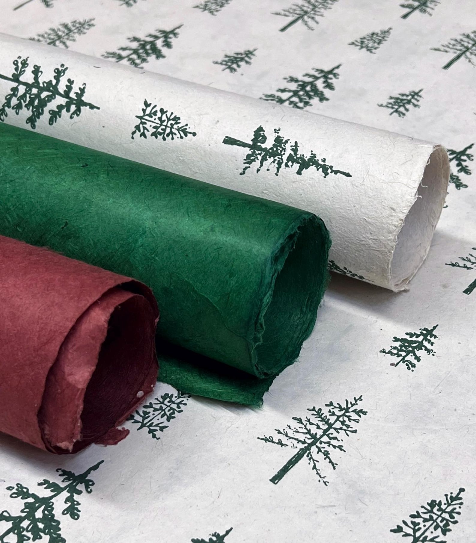 Mixed Holiday Colors Set of Three Handmade Wrapping Paper Gift Wrap ...