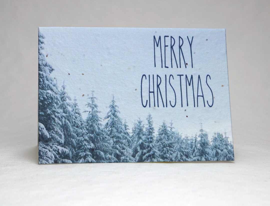 Winter Tree Merry Christmas Cards - Wildflower Seed Paper - Handmade ...