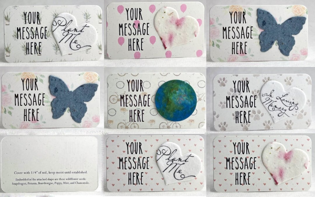 Custom Message Card With Attached Seed Paper Shape Personalized Promo ...