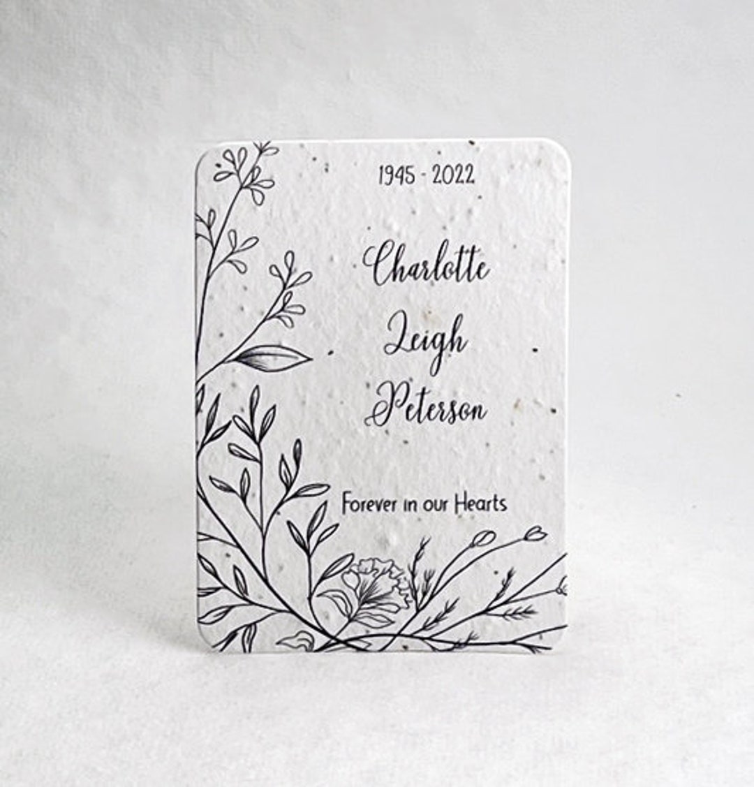 Custom, Personalized Seed Paper Memorial Cards | Wildflower Plantable ...