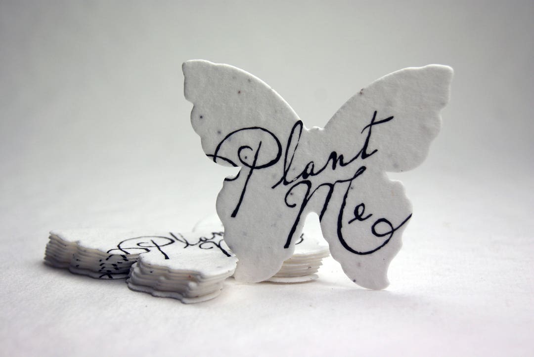 Large "plant Me" Seed Paper Butterflies 3"w X 2.85"h Wildflower Favors ...