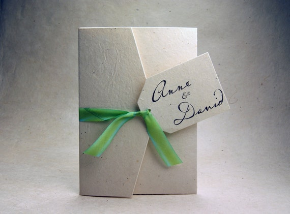 Seed Paper Pocket Fold Invitation Shell 5x7 folded Natural | Etsy