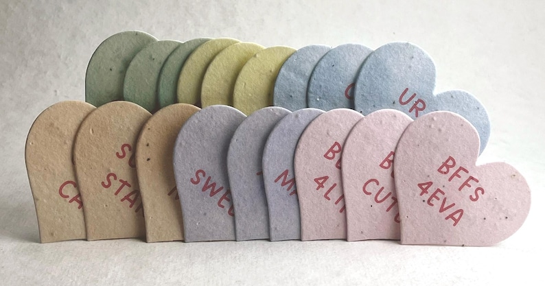 Large Seed Paper Heart Valentines - Conversation Hearts With Assorted ...