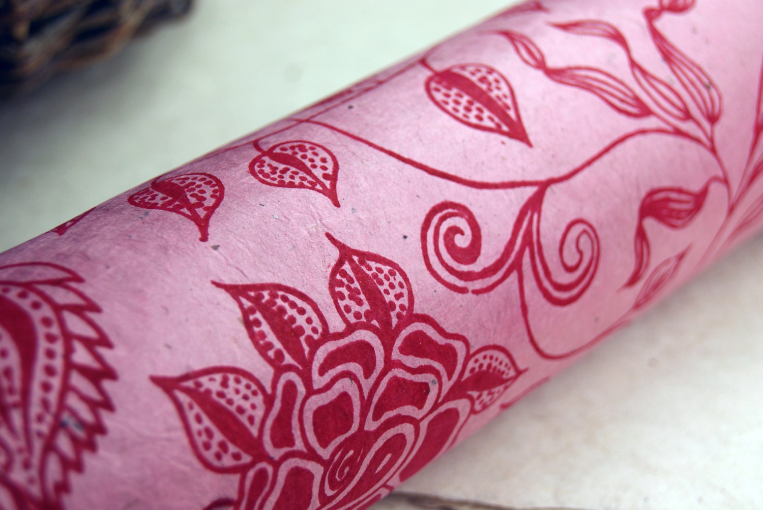 Retro Holland Dutch Pink Red Flower Garden Bavarian Bliss Pattern ...