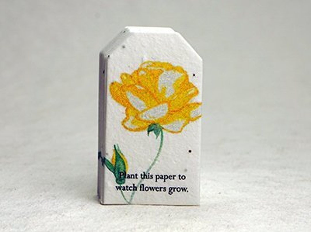 Yellow Rose Wildflower Seed Paper Gift Tag Flower Print Set of Twelve ...