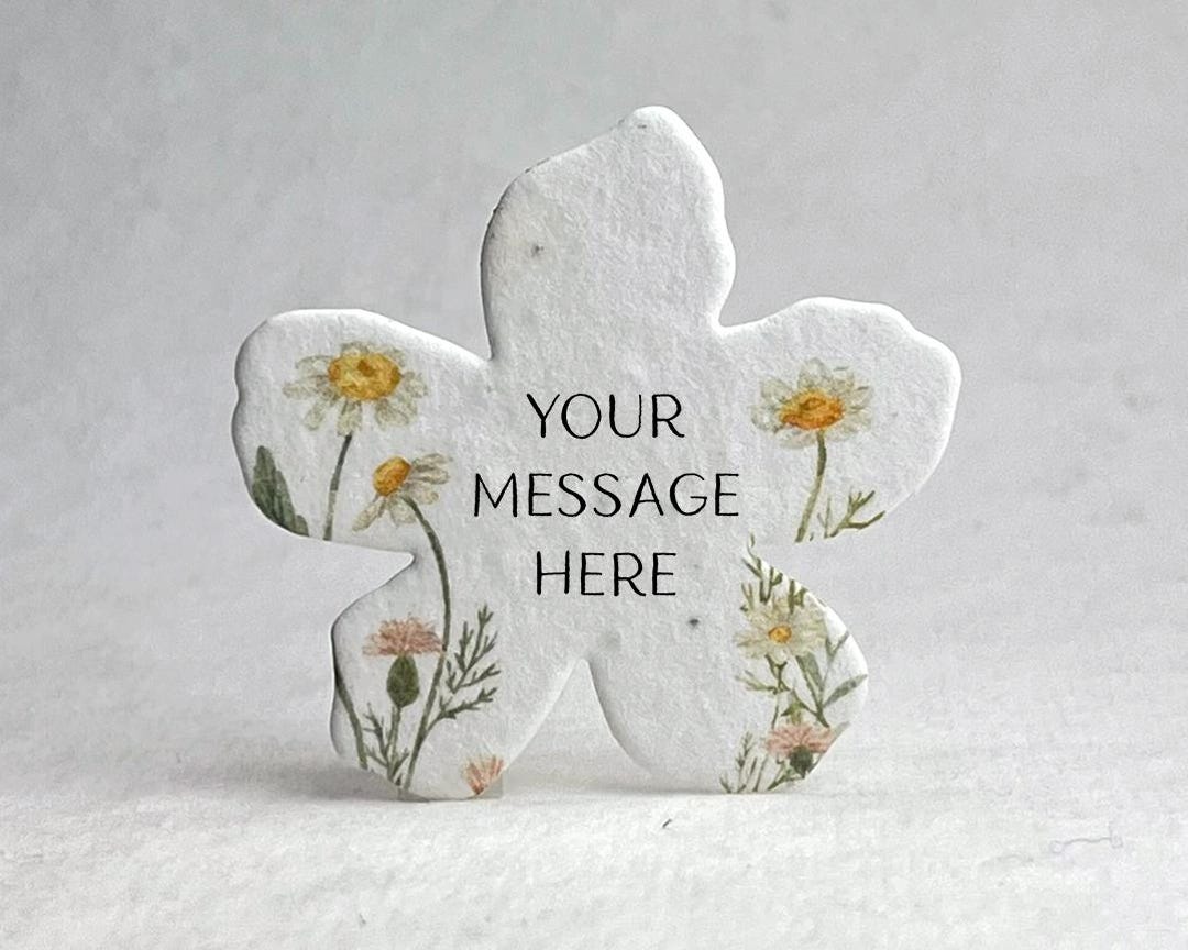 Personalized Handmade Wildflower Seed Paper - Flower Shape - 2.5" X 2.4 ...