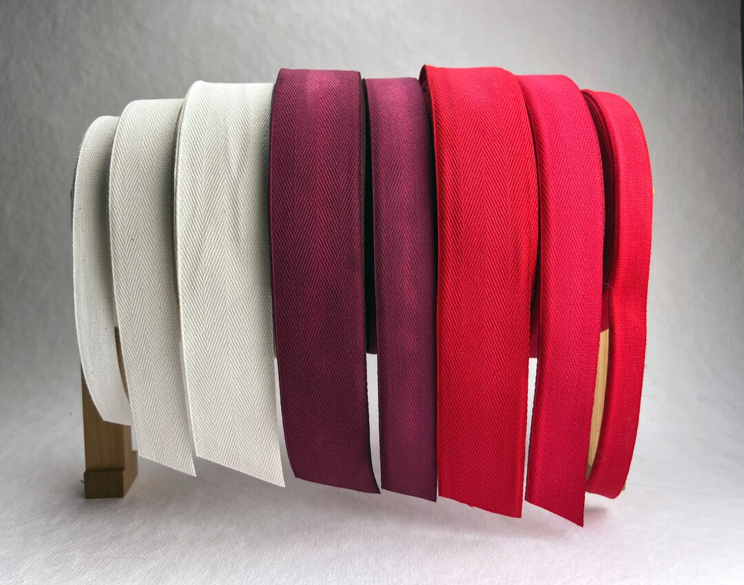 Hand Dyed Natural Cotton Twill Tape Ribbon Red or White Three Yard ...