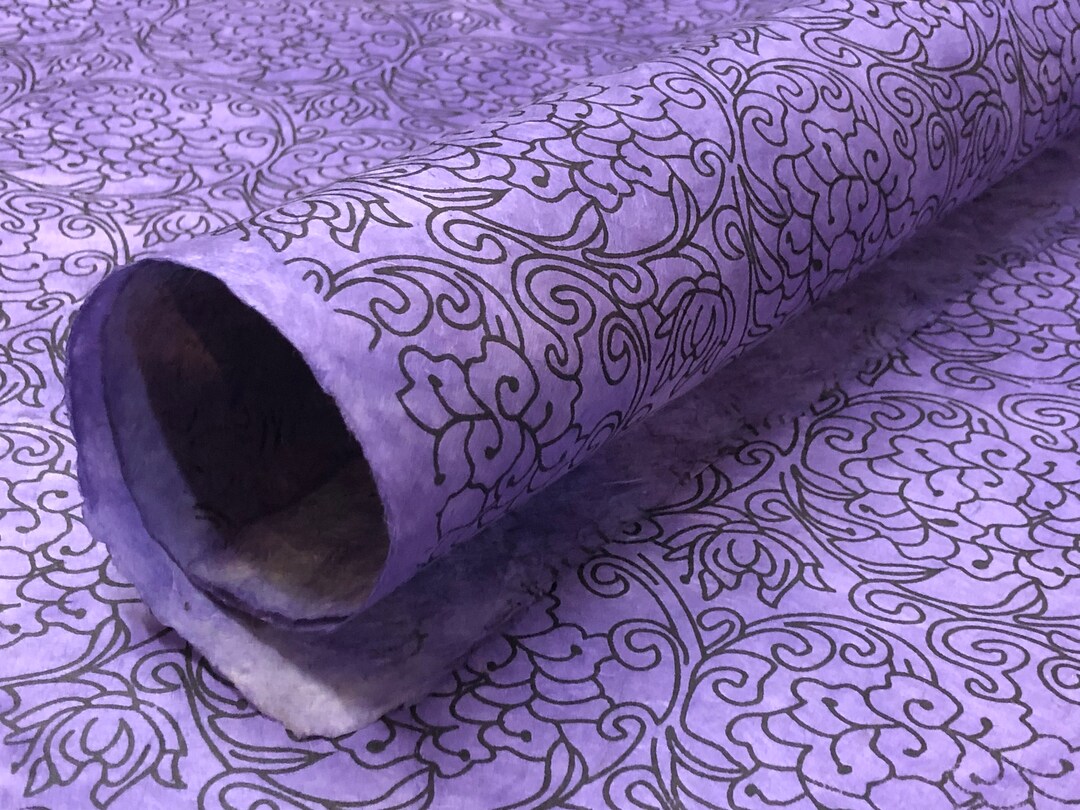 Purple Lotus Flower Pattern Handmade Wrapping Paper Gift Wrap 3 or 10 ...