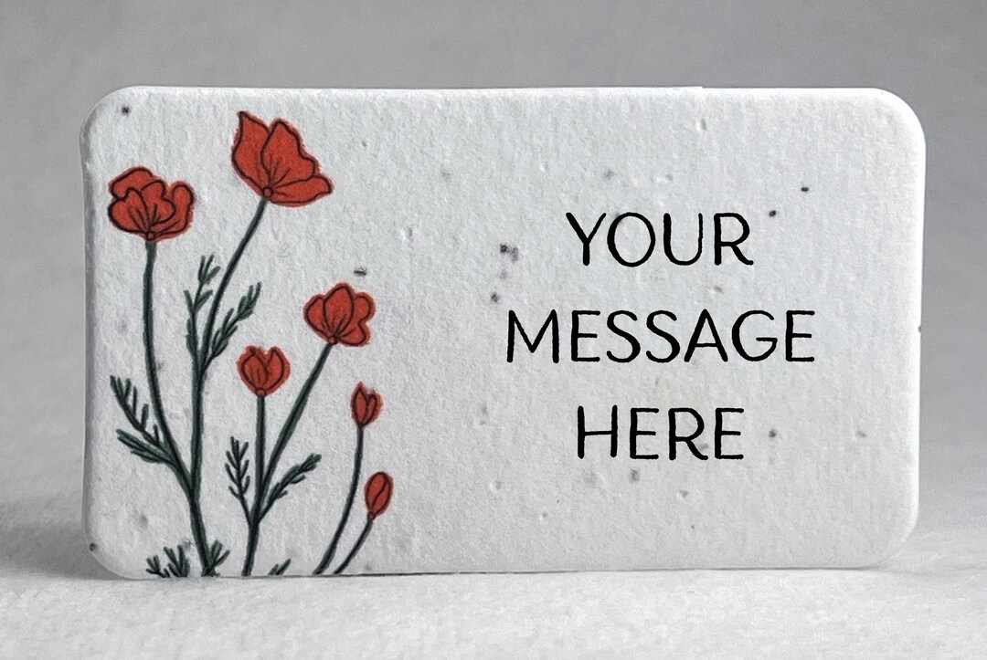 Custom, Personalized Line Art Floral Poppy Print Handmade Seed Paper ...
