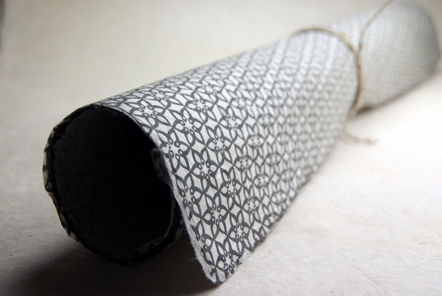 Black and Grey Star Flower Pattern Handmade Wrapping Paper Gift Wrap 3 ...