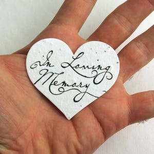 Large "in Loving Memory" Seed Paper Hearts 2.85"w X 2.5"h for ...