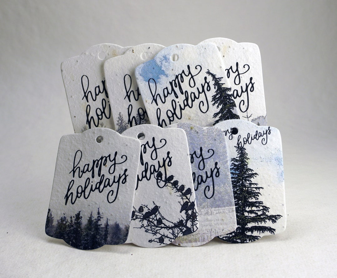 Seed Paper Gift Tags | Happy Holidays Northwest Trees | 3.25" by 2.375 ...