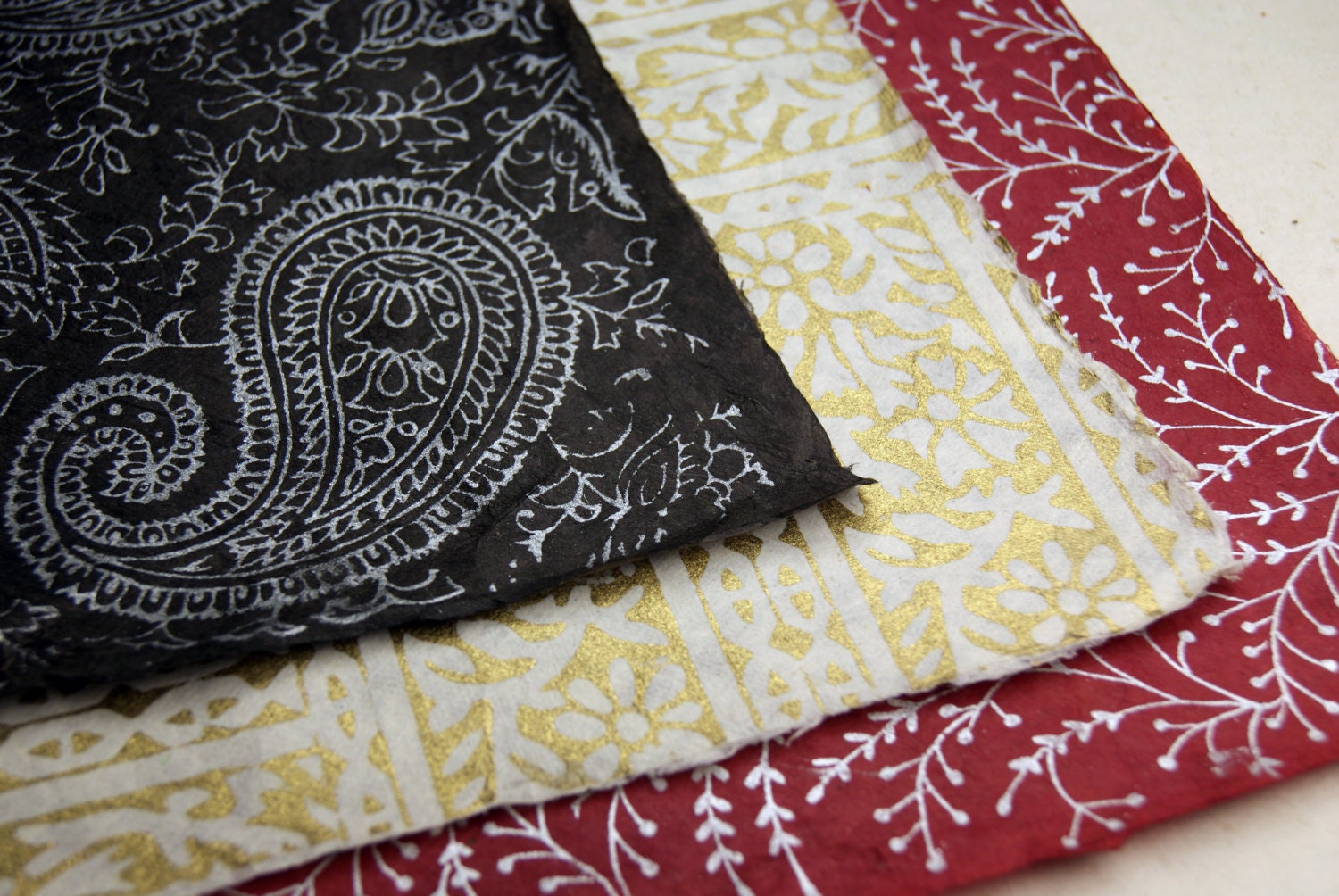 Handmade Wrapping Paper Holiday Gift Wrap 3 Mixed Sheets Red - Etsy