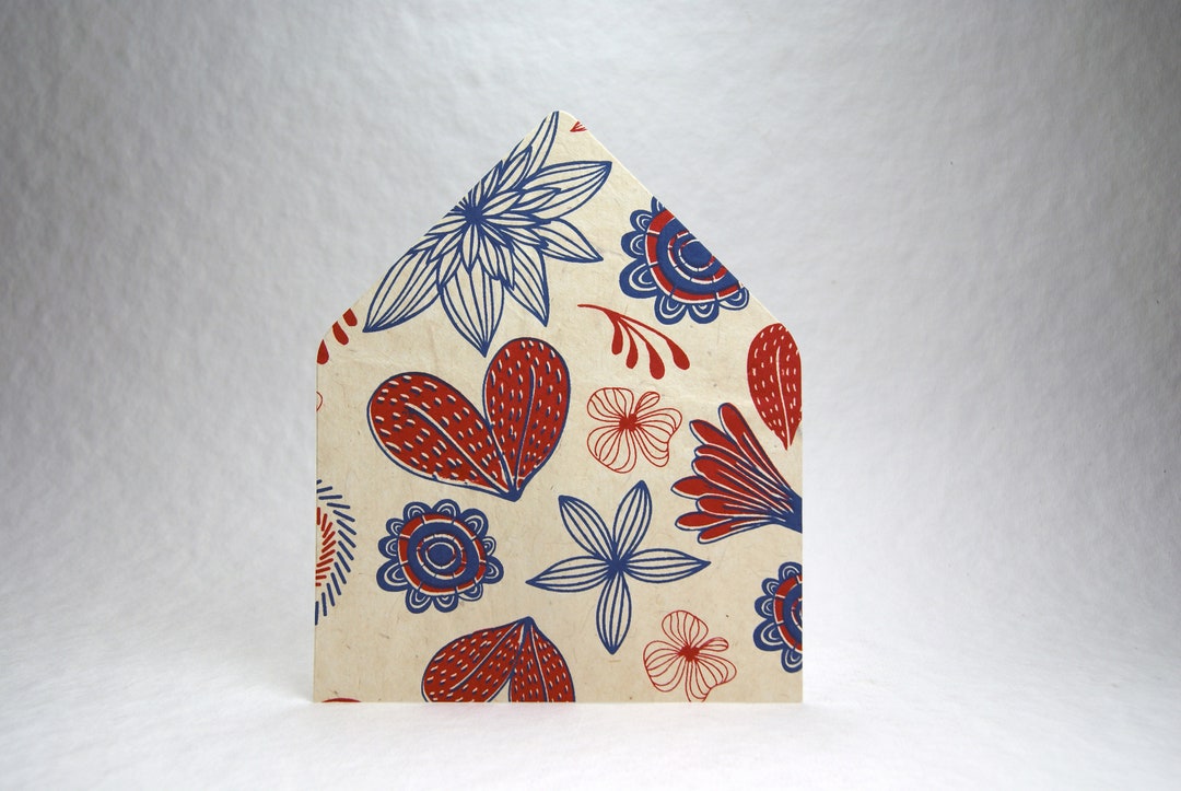 Envelope Liner Danish Garden Flower Print Handmade Paper Set of 10 ...