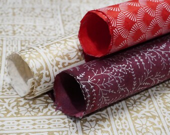 Cranberry Red Handmade Wrapping Paper Gift Wrap Set of Three - Etsy