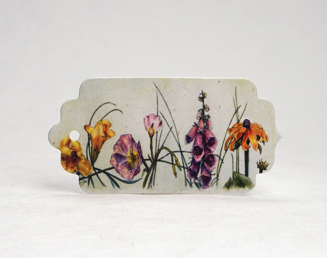 Wildflower Watercolor Flower Print Gift Tag Set of 24 Recycled Paper 3 ...