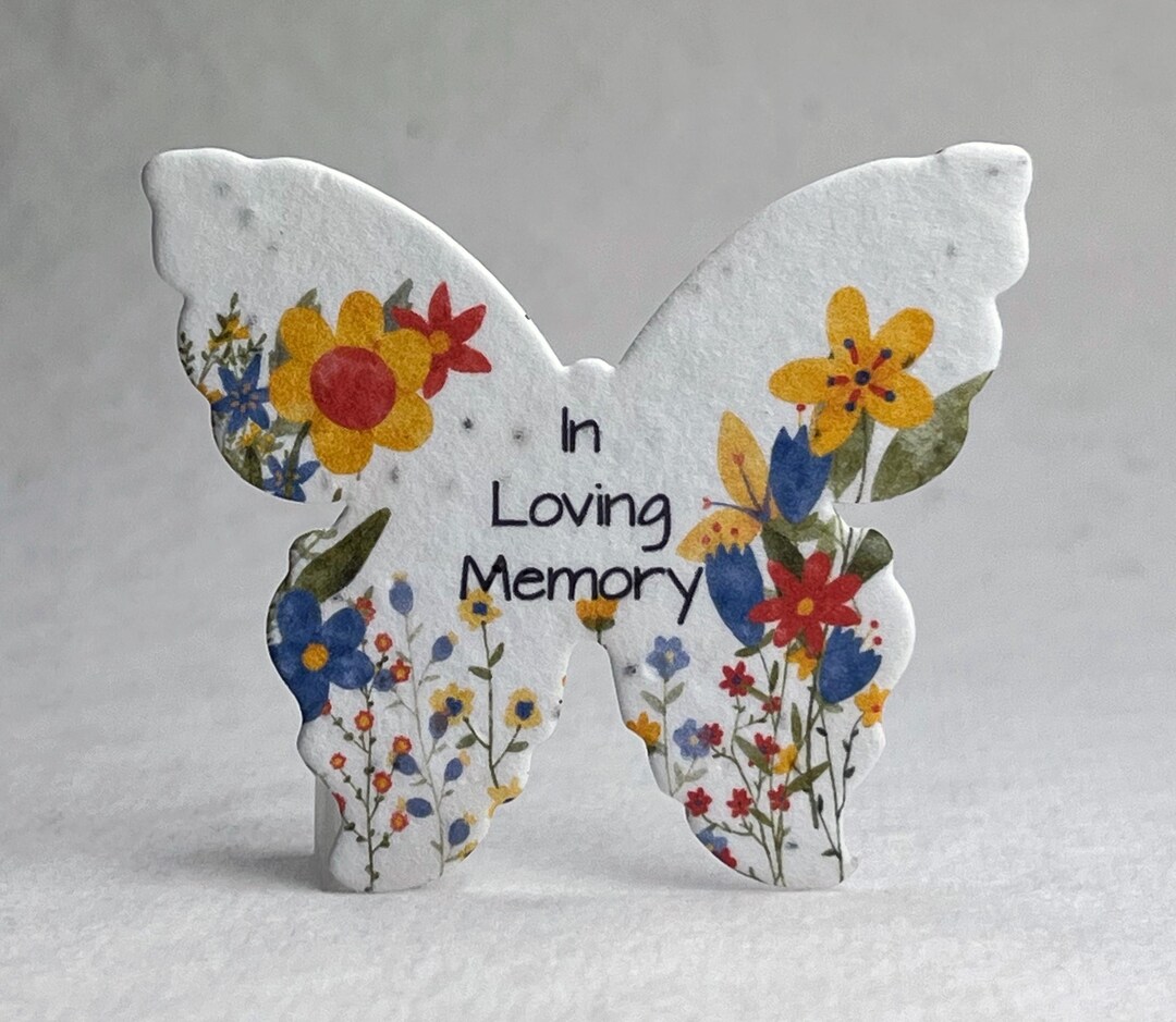 Large "in Loving Memory" Floral Handmade Seed Paper Butterflies 3"w X 2 ...