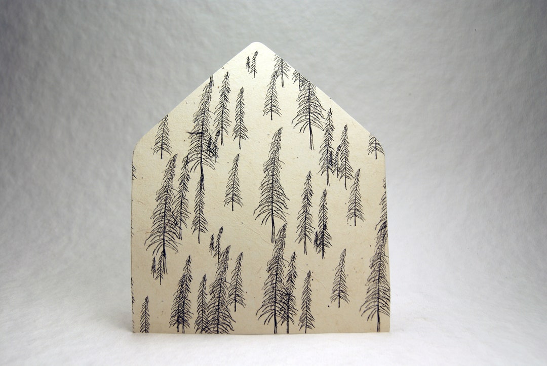 Envelope Liner Seed Paper Dark Forest Tree Print Black Ink Set of 10 ...