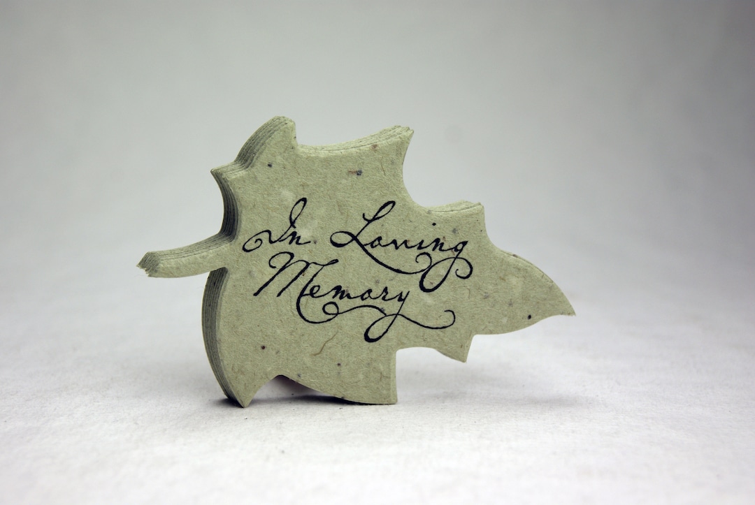 In Loving Memory Leaf Seed Paper Shape 3" X 2" Wildflower Green Lotka ...