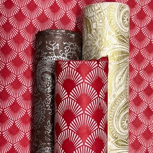 Handmade Wrapping Paper Holiday Gift Wrap 3 Mixed Sheets Red, Gold and ...