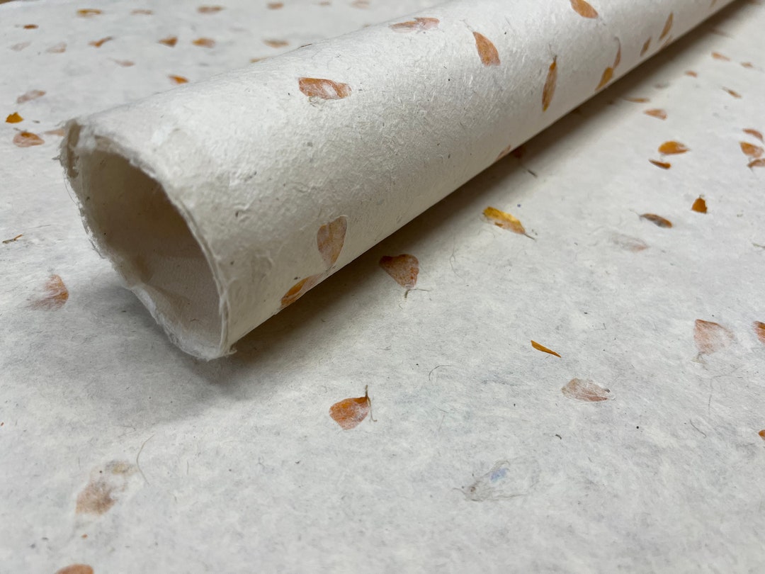 Pressed Flower Petal Handmade Wrapping Paper Gift Wrap Natural Orange ...