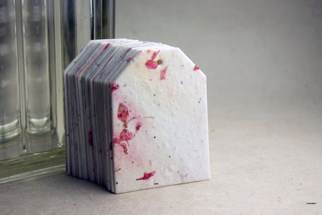 Pink Flower Petal Seed Paper Tags 2.5" Wide by 3.375" Tall Wildflower ...