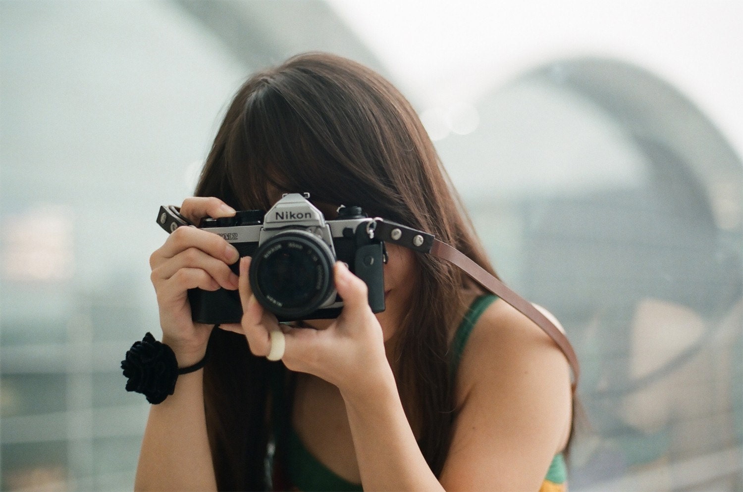 Light Brown Hard Leather Camera Strap With Dark Brown Neck Pad - Made ...
