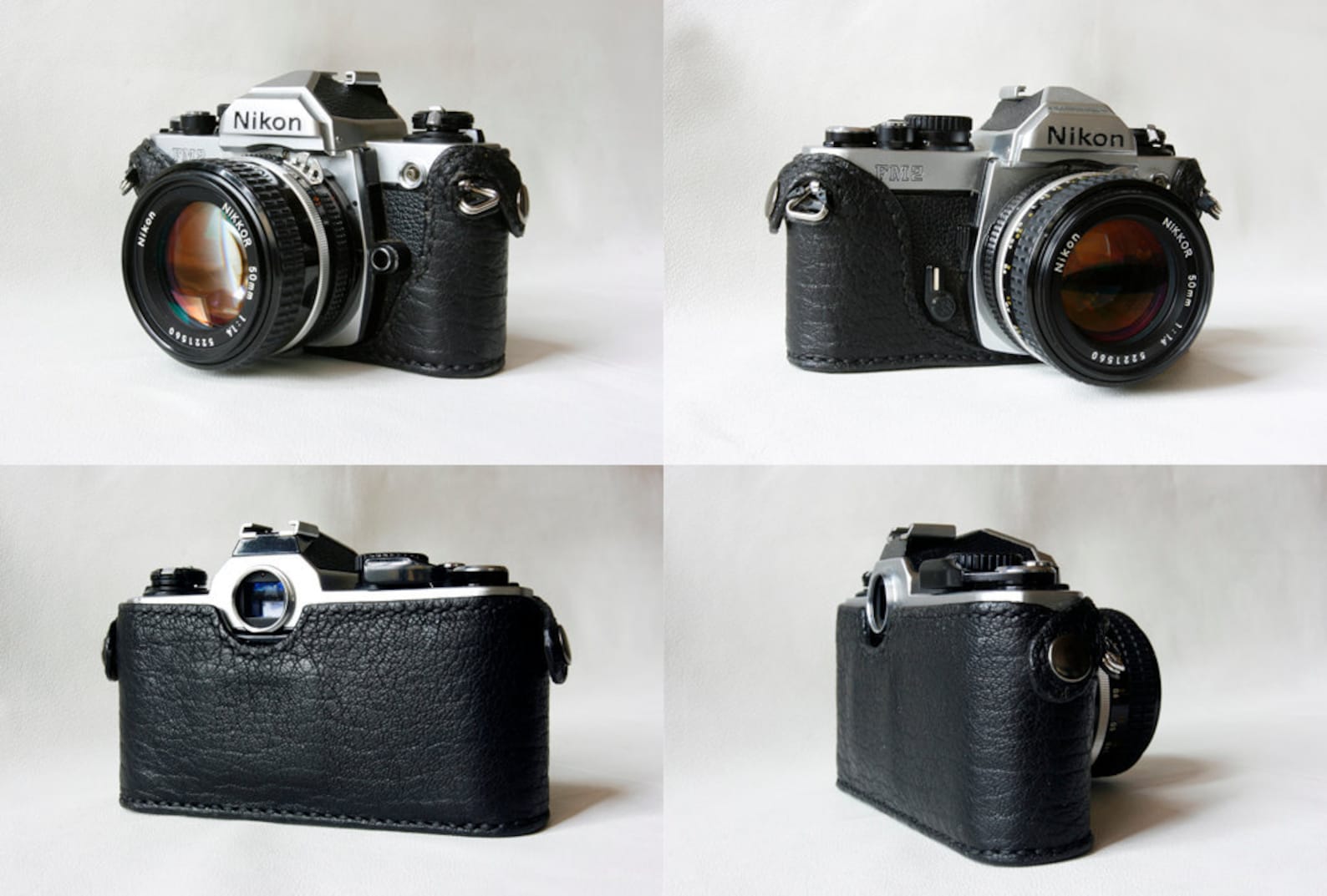 Handmade Black Leather Camera Half Case for FM,FM2,FE,FE2 - Made to ...