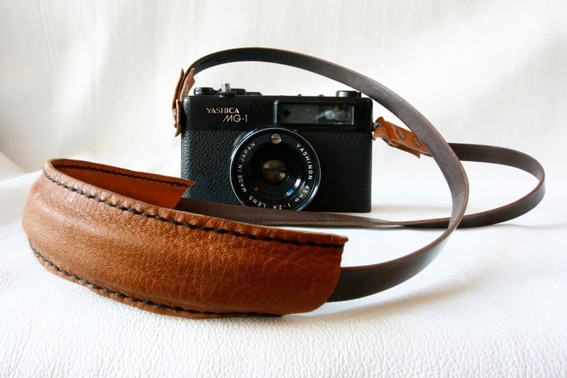 Handmade Leather Camera Strap With Brown Neck Pad Made to - Etsy