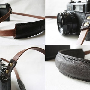Light Brown Hard Leather Camera Strap With Dark Brown Neck Pad - Made ...
