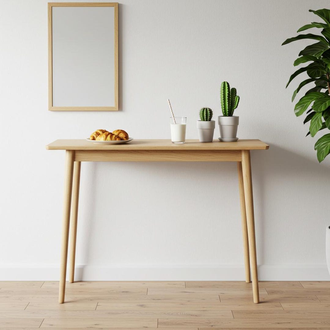 Light Oak Solid Pine Wood Narrow Console Table, Entryway Organizer ...